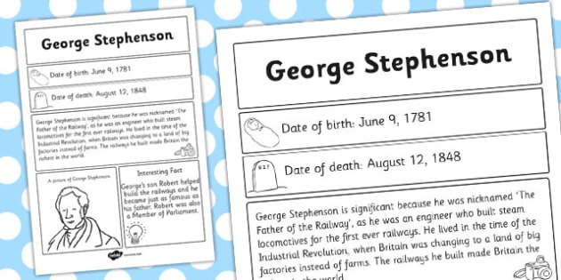 George Stephenson | Fact Sheet | Victorians | Parents