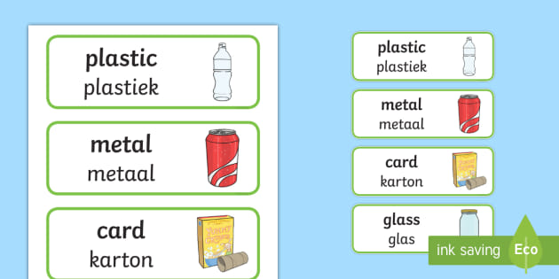 Recyclable Materials Word Cards (Teacher-Made)