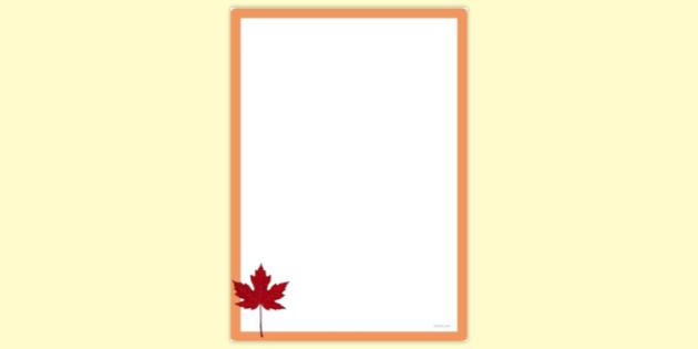 FREE! - Simple Blank Red Maple Leaf Page Border | Page Borders