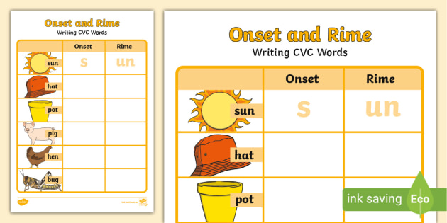Onset and Rime Writing CVC Activity (teacher made)