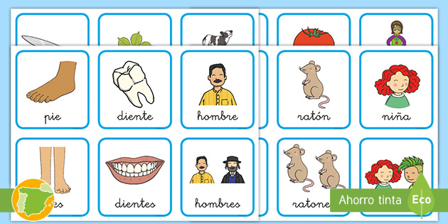 Tarjetas de emparejar: Plurales (teacher made)