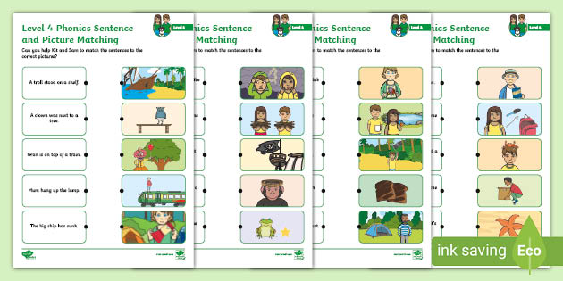 Level 4 Phonics Sentence and Picture Matching Activity