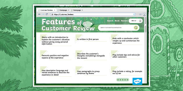 Features of a Customer Review Display Poster (teacher made)