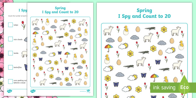 Spring I Spy and Count Activity to 20 (teacher made)