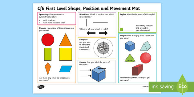 CfE First Level Shape, Position and Movement Maths Mat