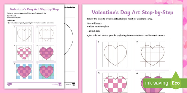 Valentine's Day Step-by-Step Art Activity (teacher made)