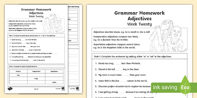 Grammar Homework Week Twenty