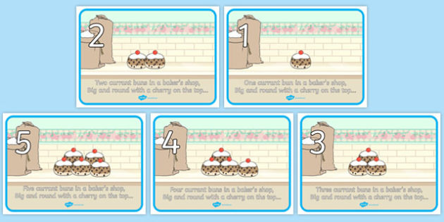 👉 5 Currant Buns Visual Aids (teacher made)