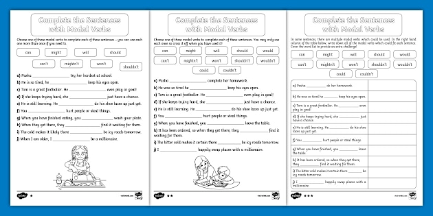 Modal Verbs Exercises For Grade 6 Exercisewalls