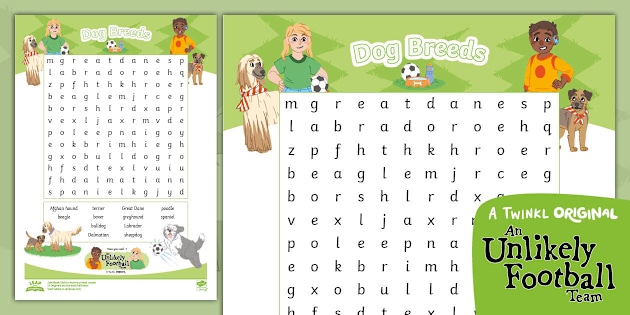 Dog Breeds Word Search Activity Printables Pinterest
