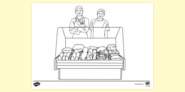 Butcher's Meat Tray Colouring Sheet - Activities - Twinkl