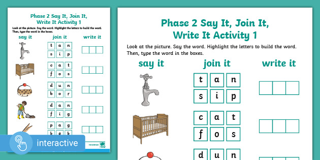 Interactive PDF: Phase 2 Say It, Join It, Write It Activity 1