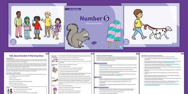 Talk About Number 5 Maths PowerPoint and Planning Ideas
