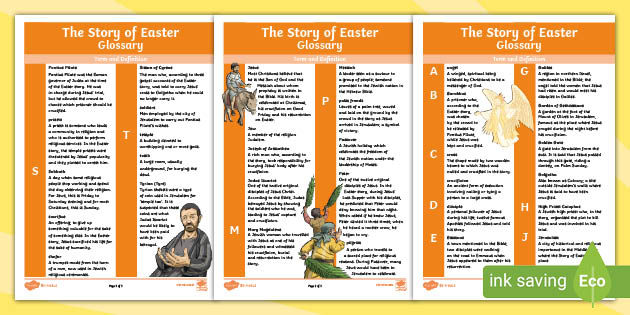'The Story of Easter' Glossary of Terms (teacher made)
