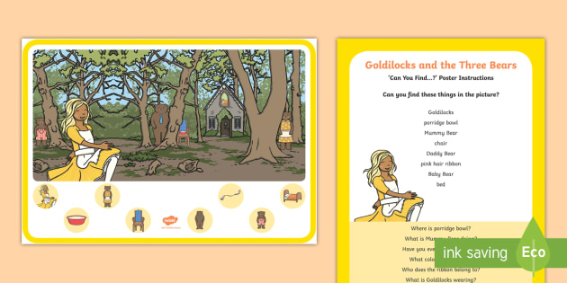 Goldilocks and the Three Bears Can You Find...? Poster and Prompt Card Pack