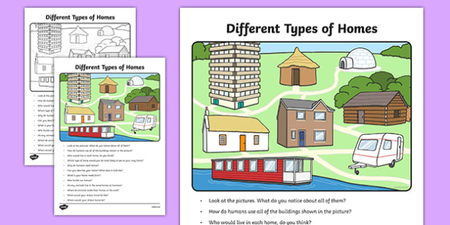 Different Types Of Homes Oral Language Worksheet Worksheet Irish 