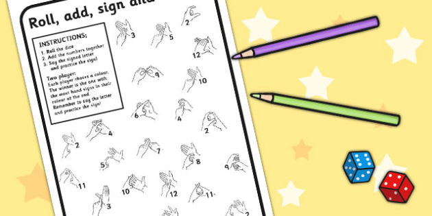 British Sign Language Left Handed Alphabet Colour Roll Worksheet