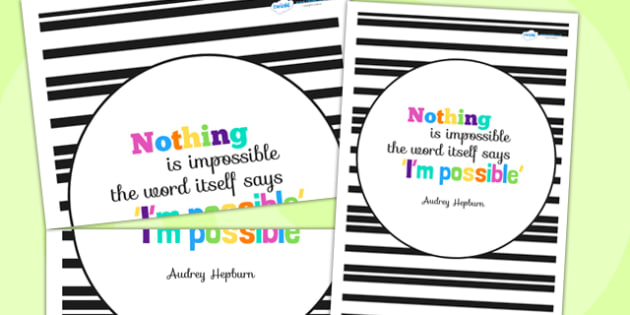 Nothing Is Impossible Motivational Poster - motivation, display
