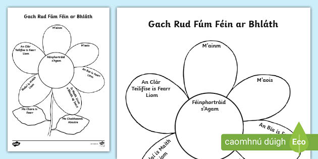 All About Me Flower Writing Template Gaeilge (teacher made)