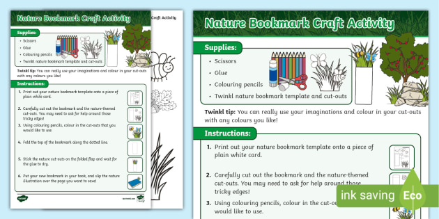 FREE! - Nature Themed Bookmark Craft Activity (teacher made)