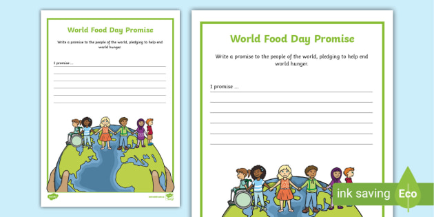 World Food Day Worksheet - Promise Worksheet - Primary