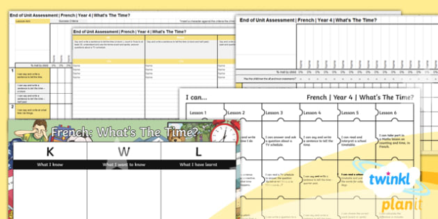 French: What's the Time? Year 4 Assessment Pack
