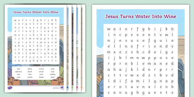 Jesus Walks On Water Word Search Bible Activities For The Raising Of