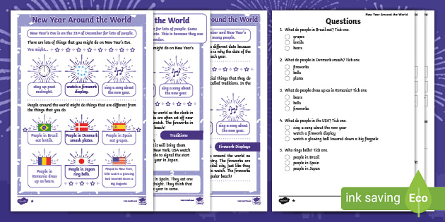 KS1 New Year Celebrations Around the World Differentiated Reading