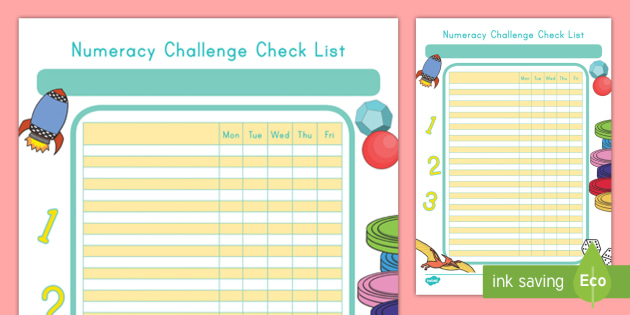 Editable Math Challenge Checklist (teacher made)