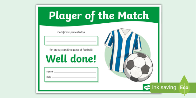 Football Player of the Match Certificate (teacher made)