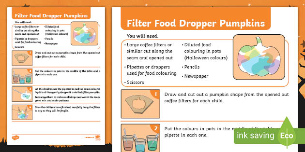 Filter Food Dropper Pumpkins Activity Instructions - activity