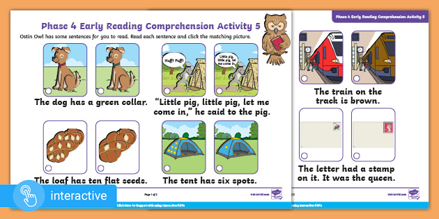 Interactive PDF: Phase 4 Early Reading Comprehension Activity 5