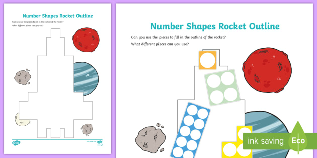 Number Shapes Rocket Outline Activity - Maths Primary Resources