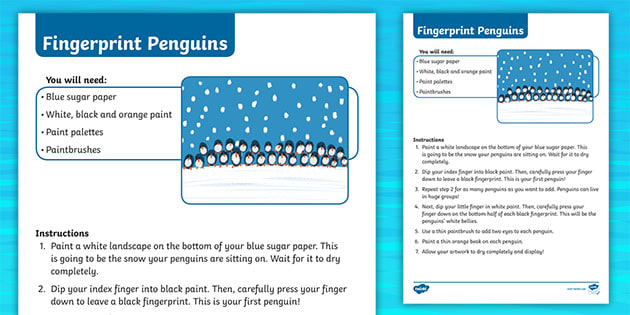 Fingerprint Penguins Art Activity (teacher made)