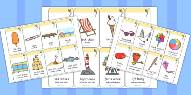 Seaside Flashcards Polish Translation (teacher made)