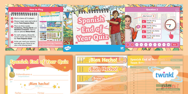 👉 Spanish: End of Year 4 Revision Quiz (Teacher-Made)