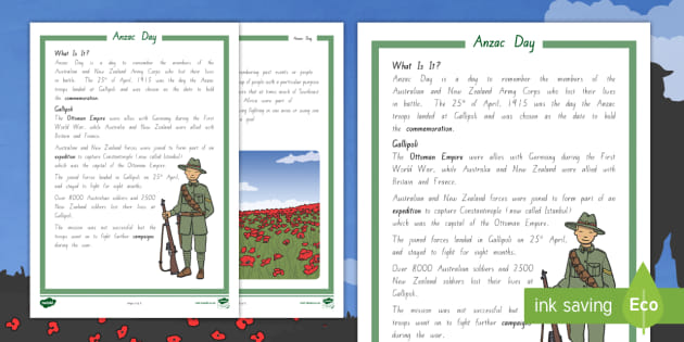 Anzac Day Fact Sheet (teacher made)