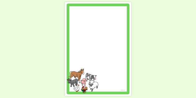 FREE! - Simple Blank Farm Animals Page Border PDF | Page Borders