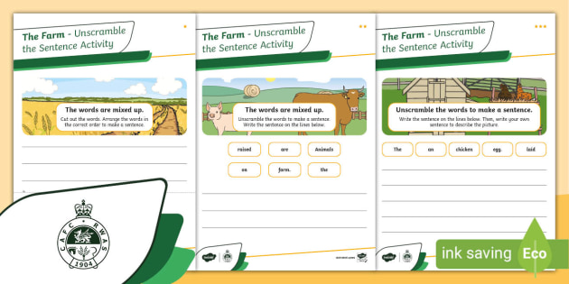 FREE! - Unscramble the Farm Sentences Activity Sheet