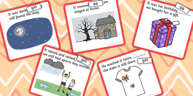 Finish The Sentence Yet So Conjunction Cards (teacher made)