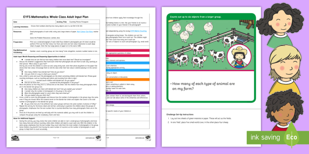 EYFS Maths: Counting Photos Pictogram Whole Class Adult Input Plan and