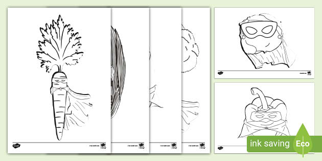 Superhero Vegetables Colouring (teacher made)