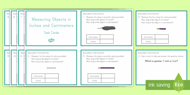 Measuring Objects in Inches and Centimeters Task Cards