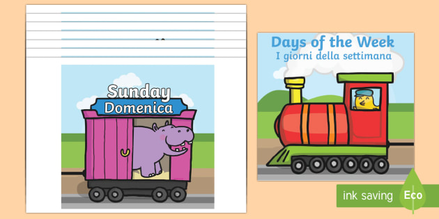 Days of the Week on A4 Trains English/Italian (teacher made)