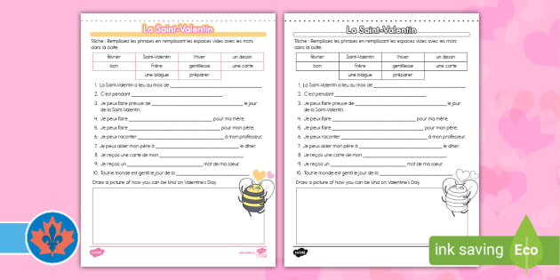 Valentine's Day Cloze Activity French (Teacher-Made)