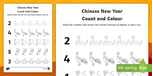Chinese New Year Themed Count and Colour Sheet