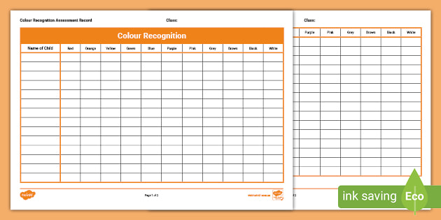 Colour Assessment for Preschool | EYLF Resources