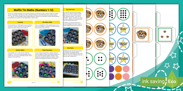 👉 Muffin Tin Maths (Numbers 1-12) - Parents - Age 3-5