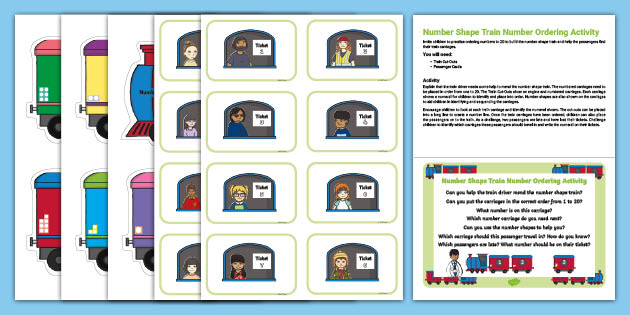 👉 Number Shape Train Number Ordering Activity
