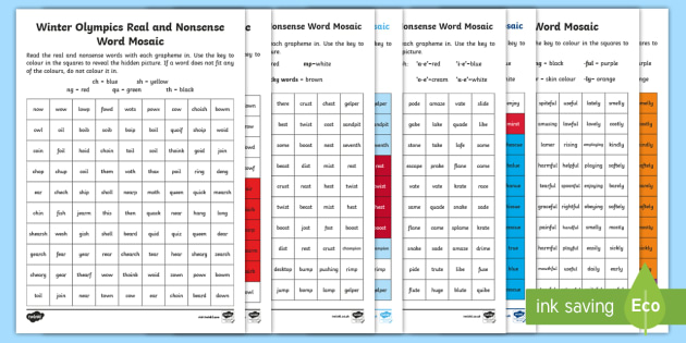 Winter Olympics Phonics Mosaics Phase 3-6 Activity Pack